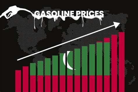 몰디브 막대 차트 그래프의 휘발유 가격 상승 값 뉴스 배너 아이디어 상승 프리미엄 벡터