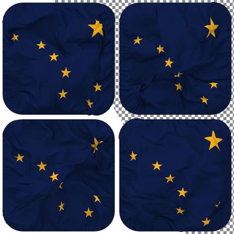 Premium Psd State Of Alaska Flag Squire Shape Isolated Different Waving Style Bump Texture 3d