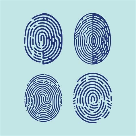 User Finger Scan Icon Set Fingerprint Touch Biometric Id Symbol Modern Account Thumbprint