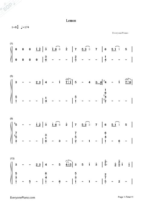 Lemon Unnatural主題曲雙手簡譜預覽