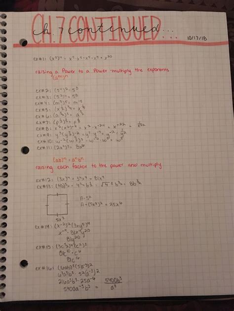 Algebra Exponent Notes Part 2 Math Notes Basic Algebra School