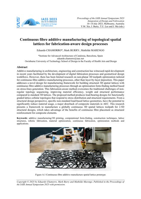 Pdf Continuous Fibre Additive Manufacturing Of Topological Spatial