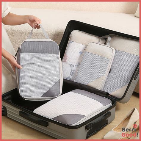 4pcs Compression Travel Packing Cube Set 4pcs Luggage Organiser Space