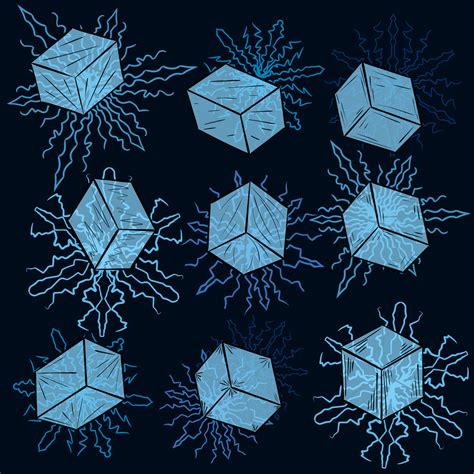 Set Of Ice Cubes On Snowflakes Vector Crystals Vector Art At Vecteezy