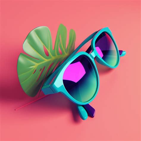 Generative Ai를 사용한 광고를 위한 트렌드 컬러 팔레트의 여름 컨셉의 선글라스 프리미엄 사진