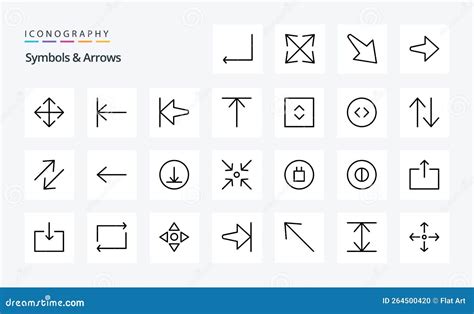 25 Symbols And Arrows Line Icon Pack Vector Icons Illustration Stock Vector Illustration Of