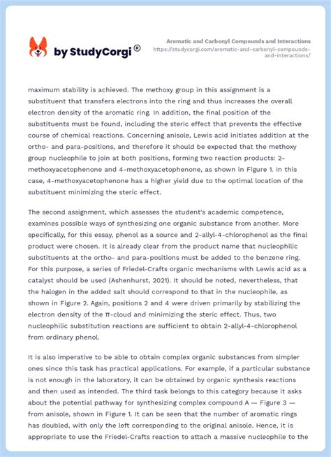 Aromatic And Carbonyl Compounds And Interactions Free Essay Example