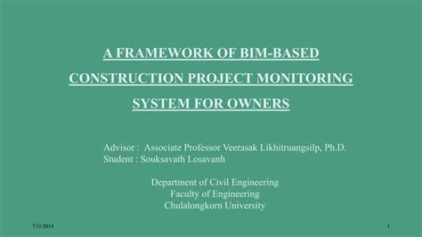 A Framework Of Bim Based Construction Project Monitoring System For Owner Pptx