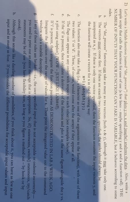 Solved 2 Lets Write A Matlab Function Named Dat