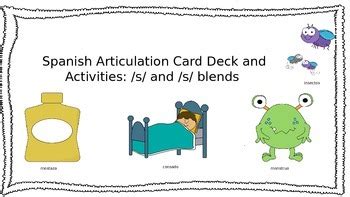 Spanish Articulation S And S Blend Card Deck And Activities Set