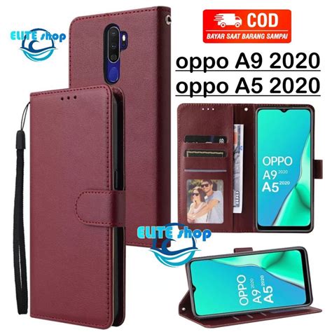 Jual Casing OPPO A9 2020 A5 2020 Model Flip Buka Tutup Case Kulit Ada Tempat Foto Dan Kartu