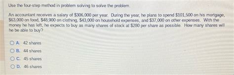 [solved] use the four step method in problem solving to solve the