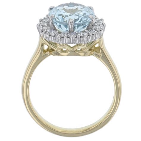 Aquamarine And Diamond Platinum And 18ct Yellow Gold Ring Designer