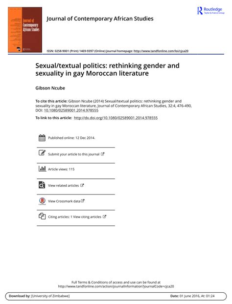 Pdf Sexual Textual Politics Rethinking Gender And Sexuality In Gay