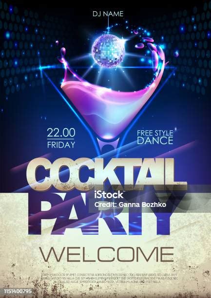 디스코 배경입니다 칵테일 파티 포스터 칵테일에 대한 스톡 벡터 아트 및 기타 이미지 칵테일 그런지 이미지 기법 나이트클럽