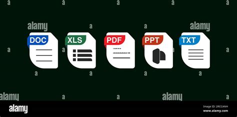 File Type Icon Set Popular Files Format And Document In Flat Style