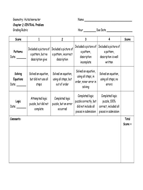 fillable online chapter 2 central problem grading rubric hour fax email print pdffiller