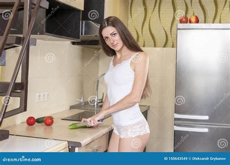 Woman Cuts Cucumber Stock Image Image Of Health Girl 150643549