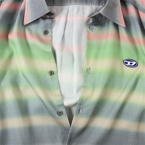 【楽天市場】 Diesel ディーゼル メンズ オーバルd刺繍ロゴパッチ グラデーションボーダー 長袖シャツ【s Tucker Stripe】【サイズxs】【1サイズ程大きめのサイズ感