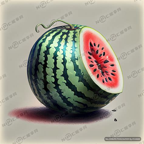 Ai创作图手绘西瓜 昵图网