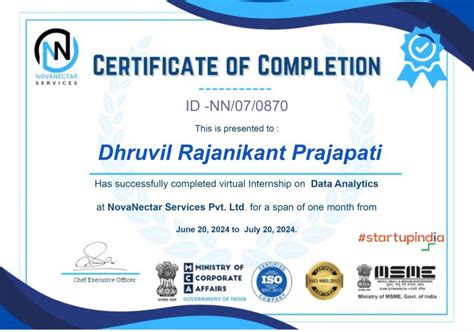Dhruvil Prajapati On Linkedin Dataanalytics Internship Novanectar