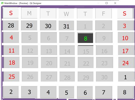 Python Изменить отступ элементов в Qcalendarwidget Stack Overflow