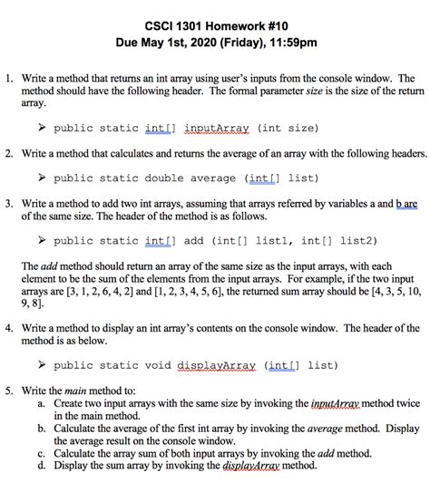 Solved Csci 1301 Homework 10 Due May 1st 2020 Friday