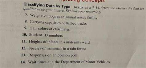 solved classifying data by type in exercises 7 14 determine
