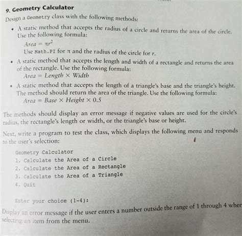 Solved 9 Geometry Calculator Design A Geometry 9 Geometry Calculator 1 Answer