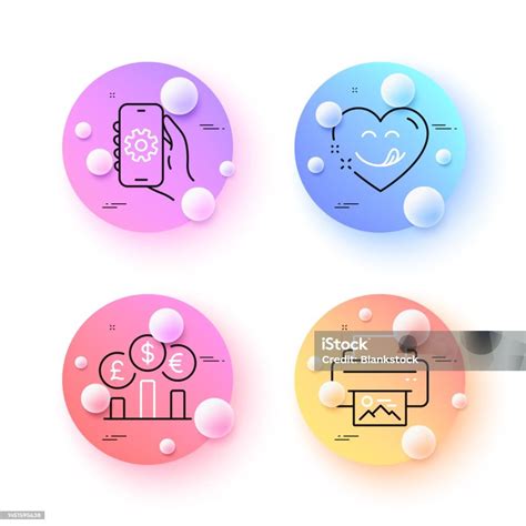 인쇄 이미지 앱 설정 및 맛있는 미소 최소한의 라인 아이콘 웹 응용 프로그램 인쇄용 벡터 3차원 형태에 대한 스톡 벡터 아트 및 기타 이미지 Istock