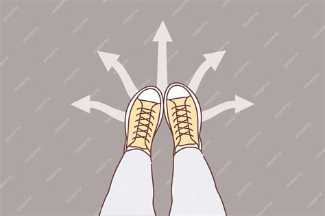 Premium Vector Legs Man At Crossroads Near Arrows Pointing In