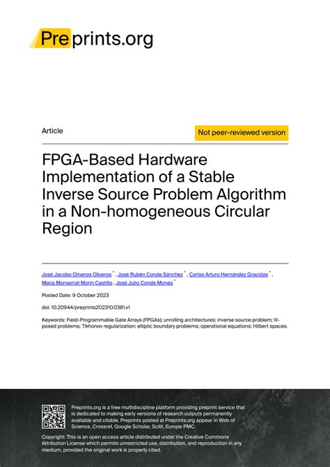 Pdf Fpga Based Hardware Implementation Of A Stable Inverse Source
