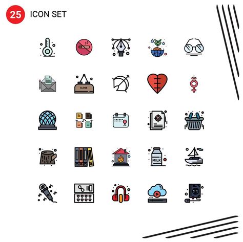 User Interface Pack Of 25 Basic Filled Line Flat Colors Of Eye Global Design Planting Flower