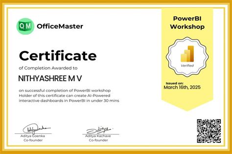 Powerbi Dataanalytics Businessintelligence Learning Certification Nithyashree M V