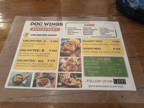 Menu At Doc Wings Santolan Pasig Restaurant Pasig