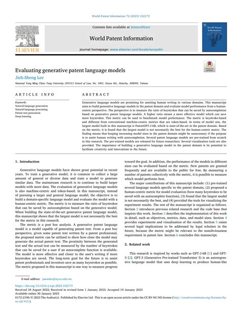 Pdf Evaluating Generative Patent Language Models
