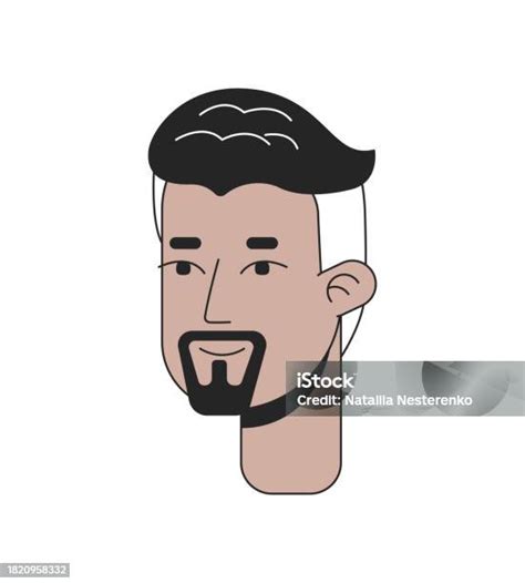 아랍 중년 남자 확장 염소 수염 2d 선형 만화 캐릭터 머리 2차 도형에 대한 스톡 벡터 아트 및 기타 이미지 2차 도형