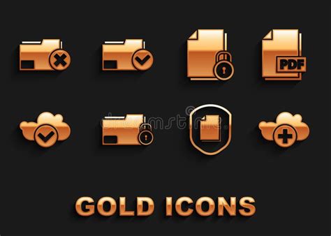 Set Folder And Lock Pdf File Document Add Cloud Document Protection Concept Cloud With Check