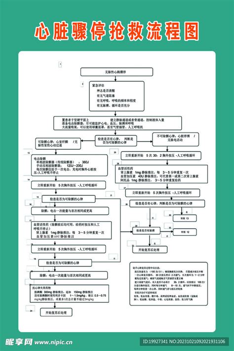 心脏骤停抢救流程图设计图 展板模板 广告设计 设计图库 昵图网