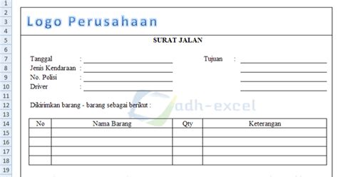 Fungsi Dan Contoh Form Surat Jalan Dengan Menggunakan Excel Adh Excel