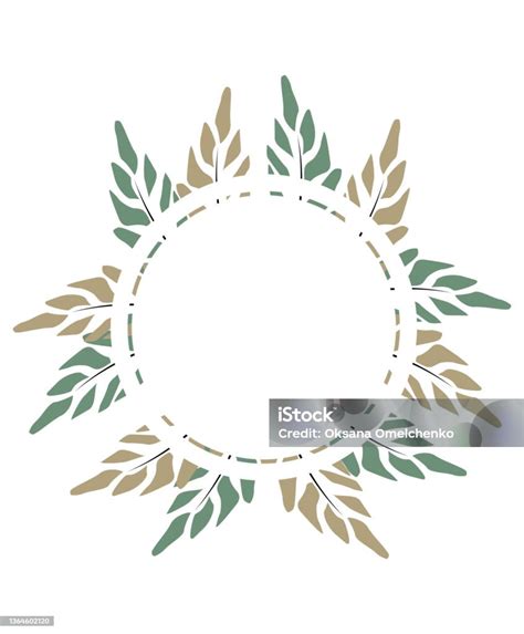 잎의 둥근 프레임 이국적인 잎과 식물 흰색 배경에 원에 구성에서 수집 천연 꽃 템플릿 텍스트에 대한 엽서입니다 디자인에 대한 벡터 인사말 카드 0명에 대한 스톡 벡터 아트