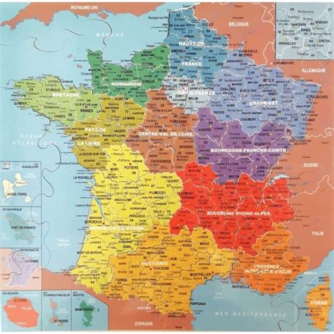 Puzzle En Bois Denviron 100 Pièces La Carte Des Départements De