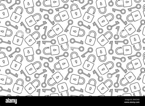Seamless Pattern With Padlocks And Keys Security Protection Concept Vector Illustration Stock