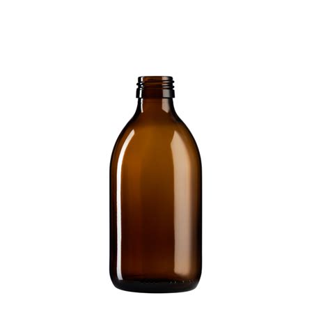 Glass Syrup Bottle 300 Ml Amber Pp28