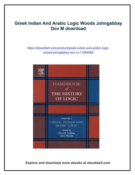 Greek Indian And Arabic Logic Woods Johngabbay Dov M Pdf