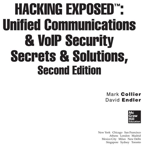 Hacking Exposed™ Unified Communications And Voip Security Secrets