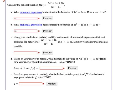 Solved Onsider The Rational Function F X 6x2−115x4 8x 15