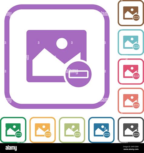 Remove Image Simple Icons In Color Rounded Square Frames On White Background Stock Vector Image