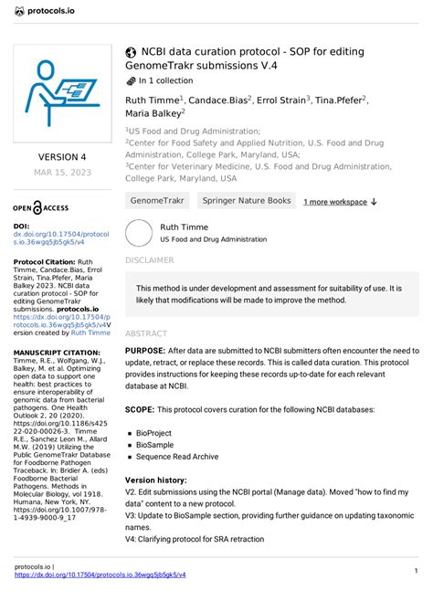 pdf ncbi data curation protocol sop for editing genometrakr