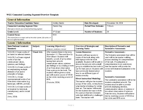 Learning Segment Template WGU Connected Learning Segment Overview Template General Information